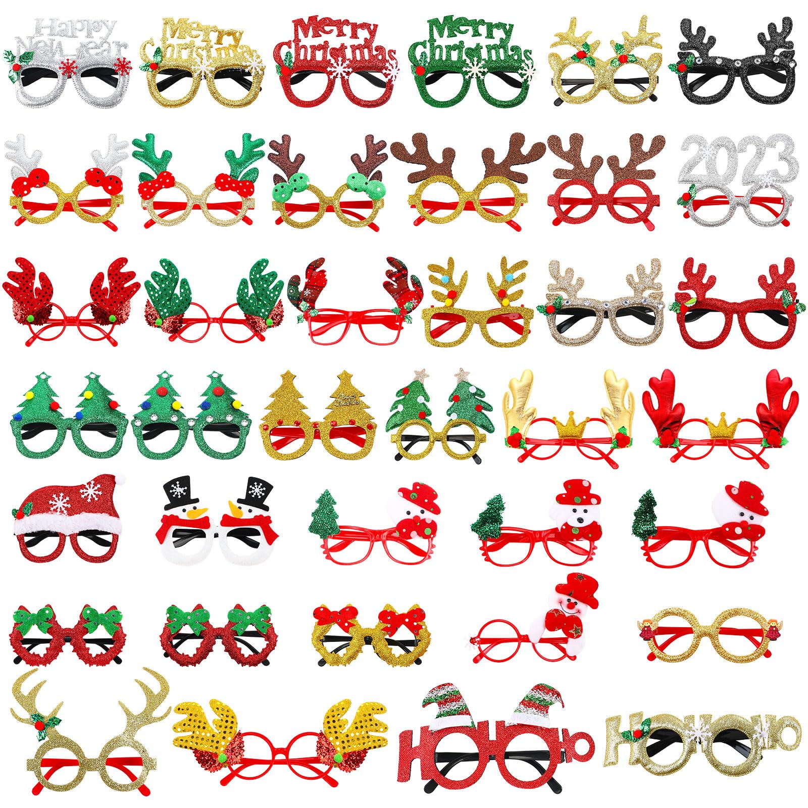 Amazon.com: Jerify 40 Pcs Christmas Glasses Glitter Christmas Party ...