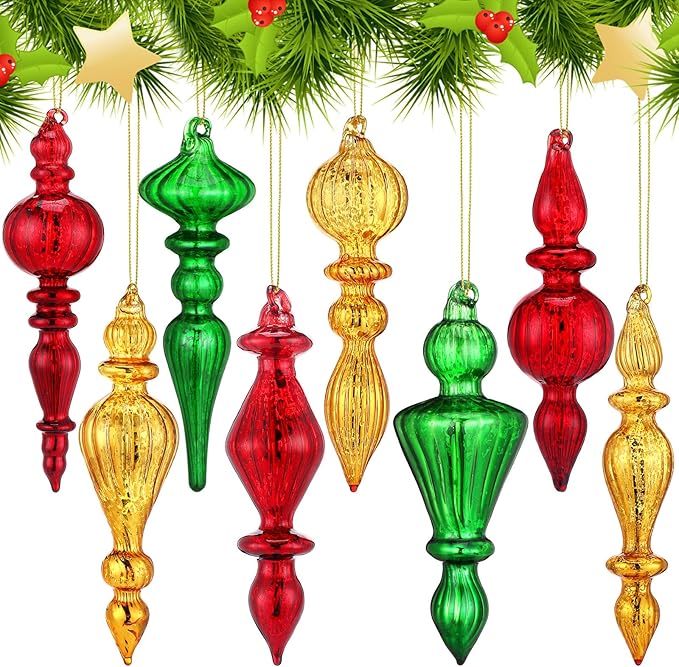 Amazon.com: Mifoci 8 Pcs 6 Inch Mercury Glass Finial Christmas ...