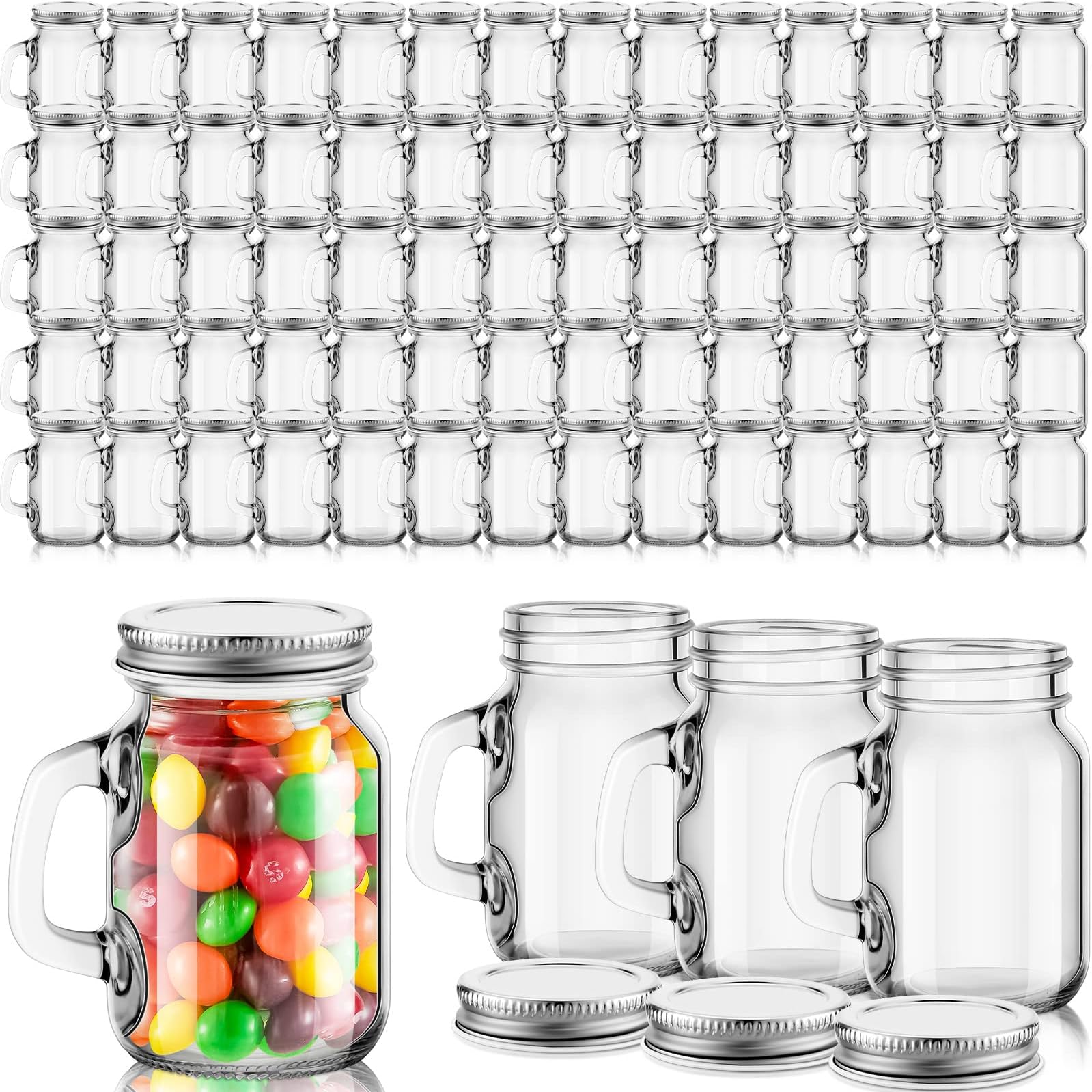 Amazon.com: 48 Pack Mini Mason Jars – Clear Jar Set with Gold Lids for ...
