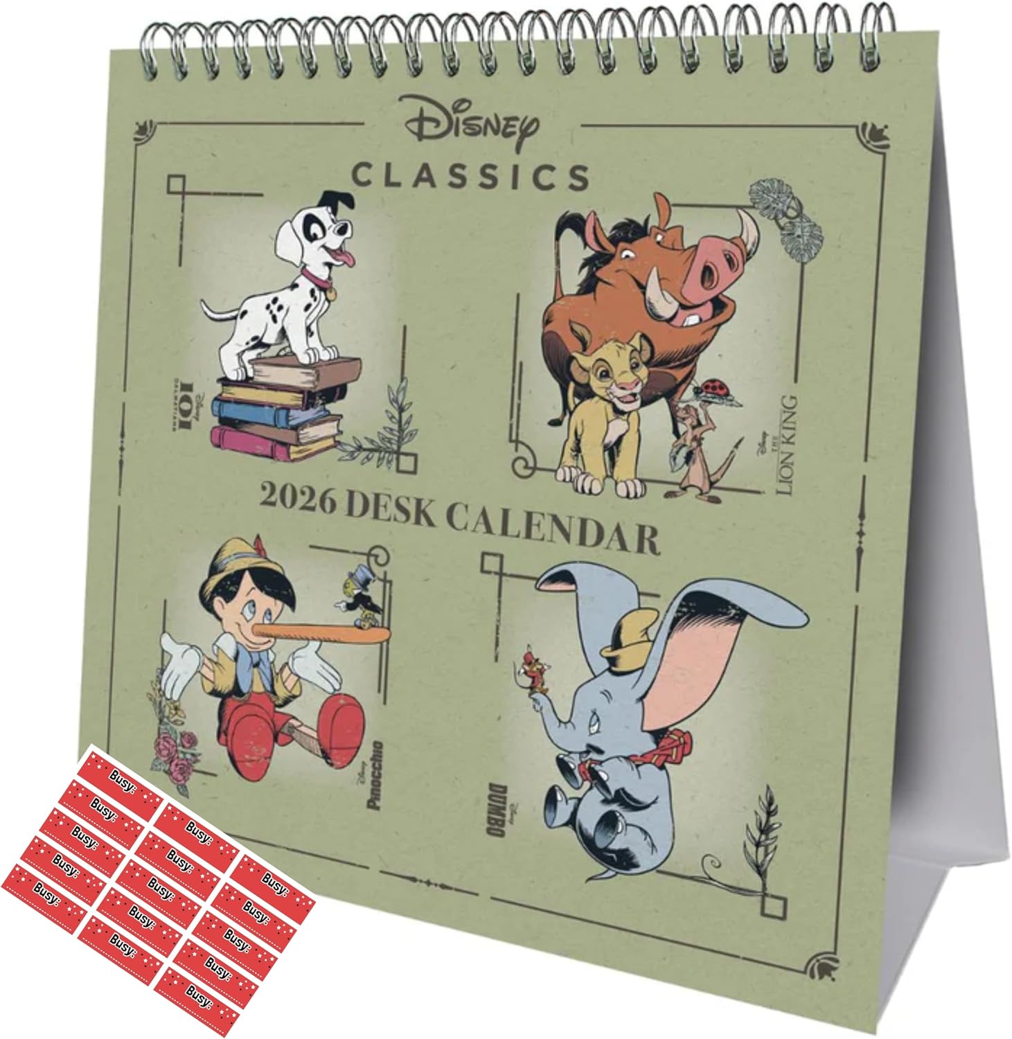 Disney Calendar 2026 Heritage Style Desk Easel Office Flip Calendar ...