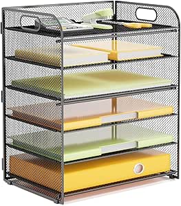 Amazon.com: VIEERINN 6 Tier Paper Letter Tray Organizer with Handles ...