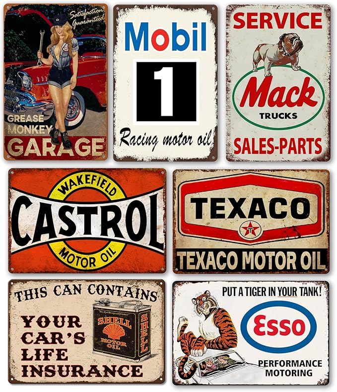 Amazon.com: Vintage Metal Garage Signs for Men, Gas Station Tin Signs ...