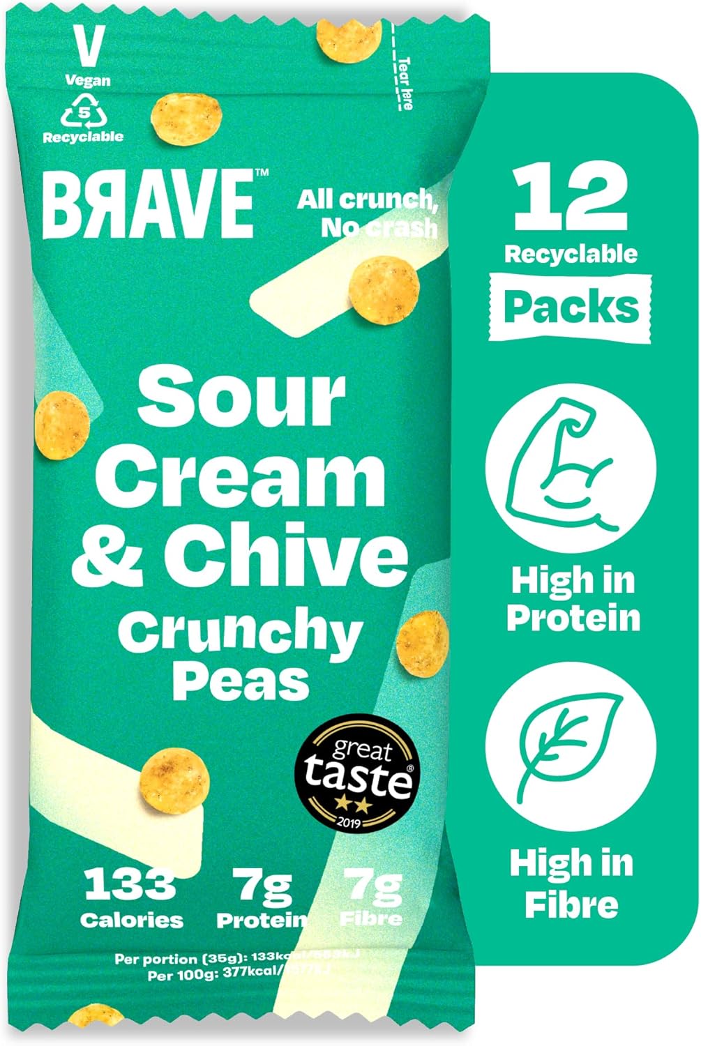 BRAVE Roasted Peas: Healthy Snack, High Protein, Low Calorie - Sour ...