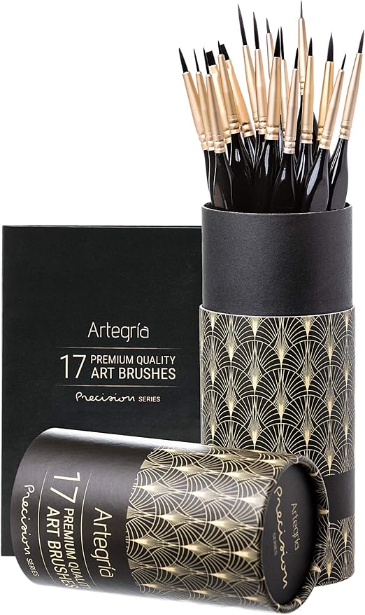 Amazon.com: ARTEGRIA Detail Paint Brush Set - 17 Miniature Paint ...