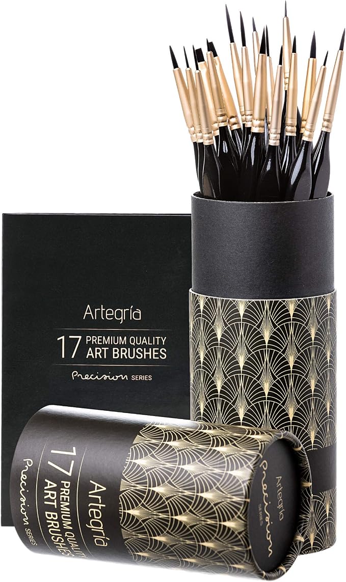 Amazon.com: ARTEGRIA Detail Paint Brush Set - 17 Miniature Paint ...