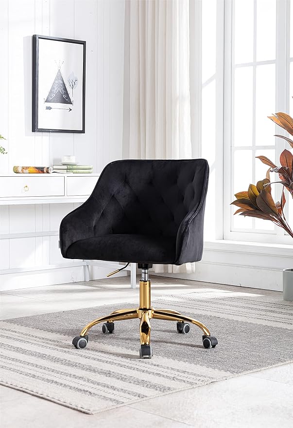 Topchances Velvet Office Swivel Chair, Vanity Chair, Fabric Desk Chair ...