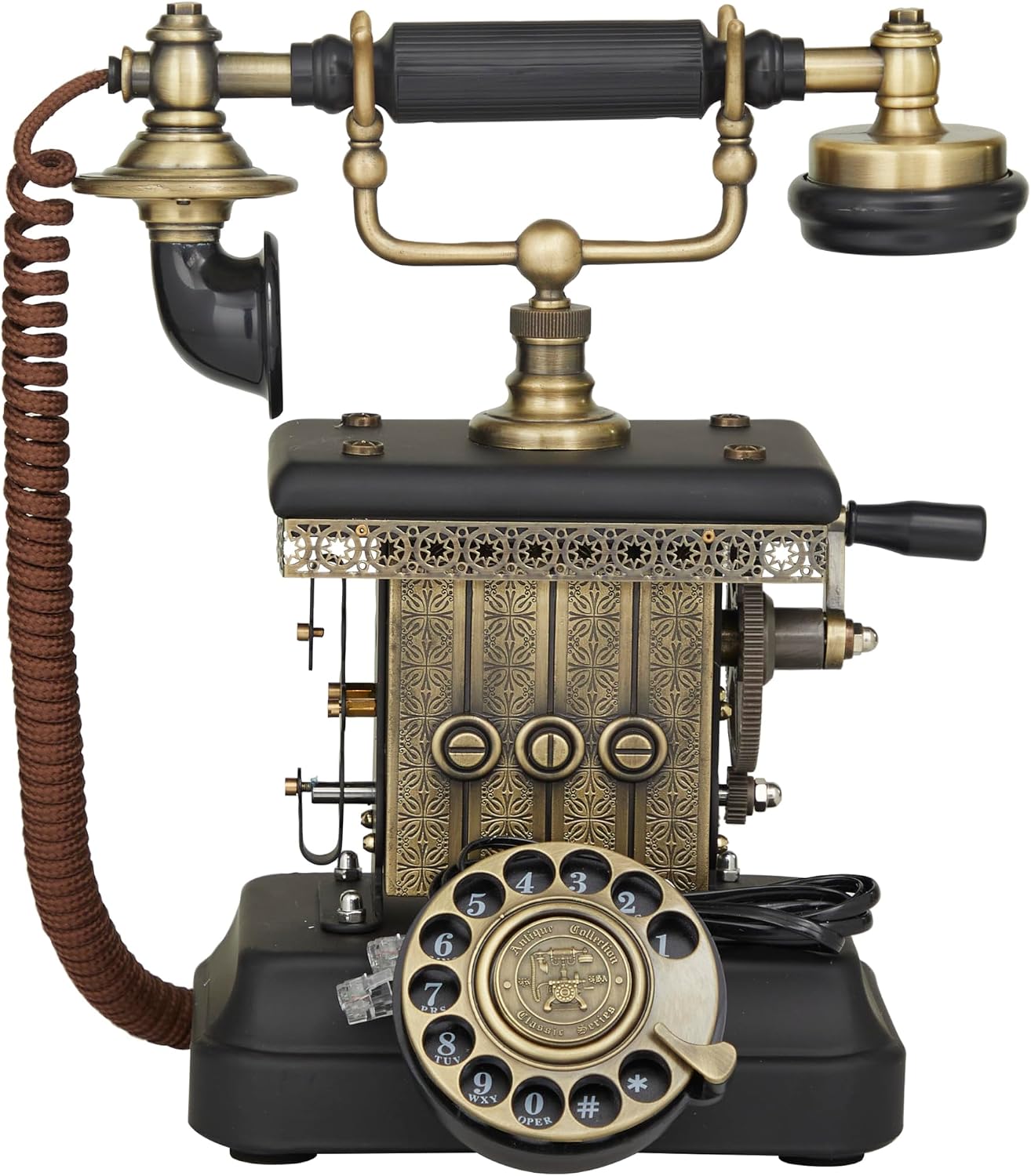 Deco 79 Metal Functioning Vintage Style Telephone with Line Cord, 12" x ...