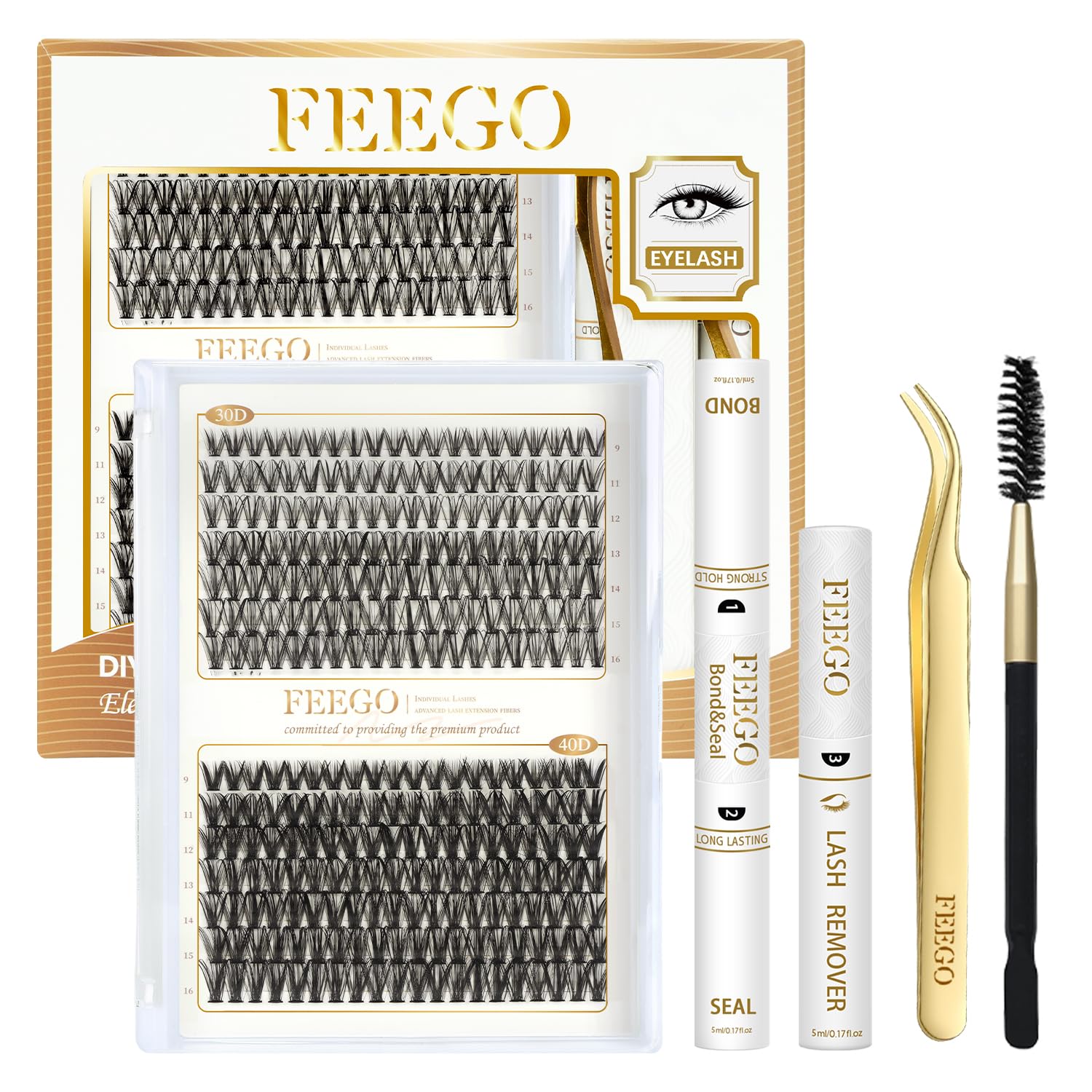 Amazon.com: FEEGO Charming Kits 30D+40D D Fluffy Eyelash Extensions Kit ...