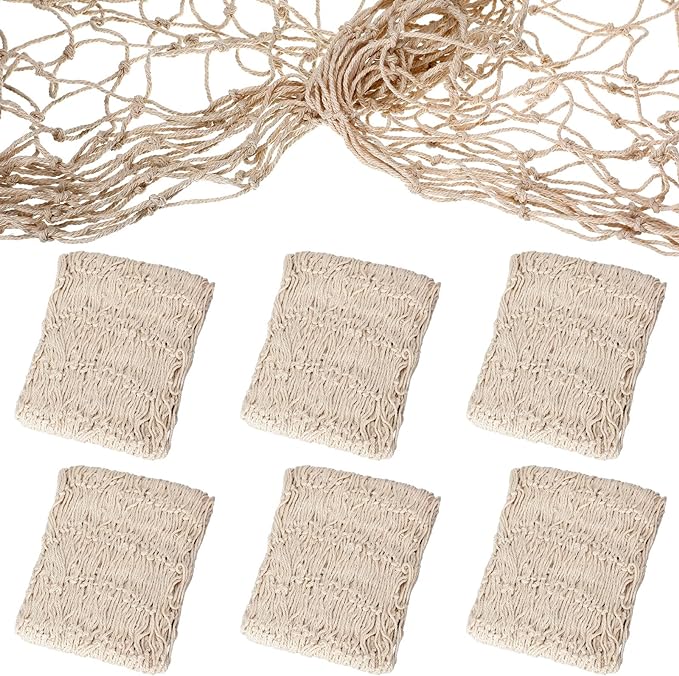 Amazon.com: Shappy 6 Pack Natural Fish Net Decorative Cotton Fishnet ...