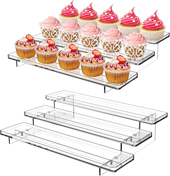 Amazon.com: ULENDIS 2 Pack 3 Tier Acrylic Stands for Display, 12 inch ...