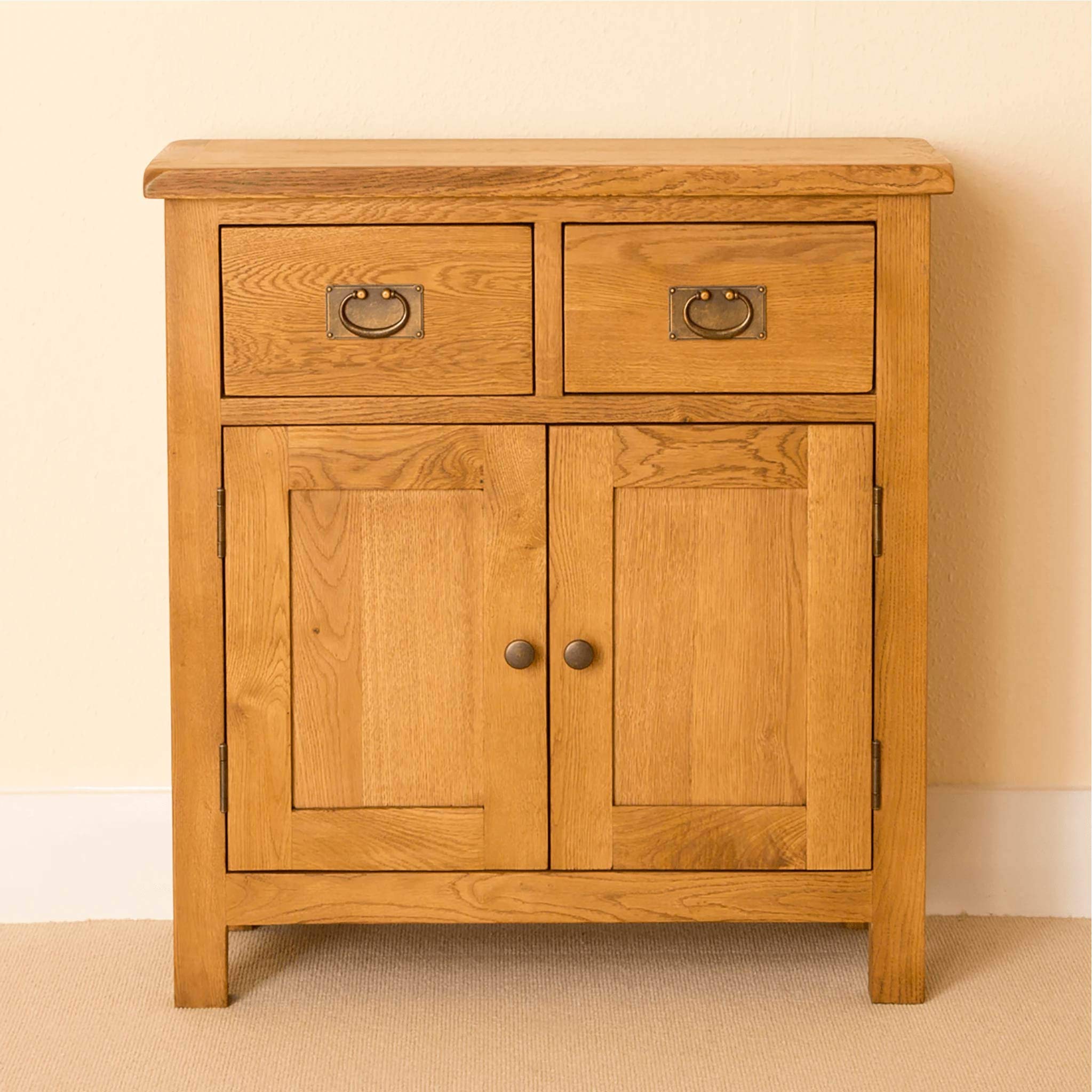 Lanner Oak Mini Sideboard Cabinet | Traditional Rustic Waxed Small 2 ...
