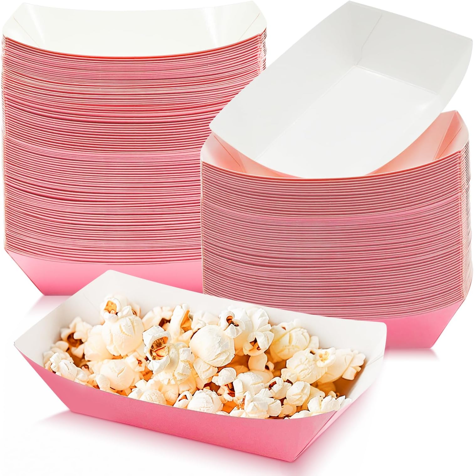 Amazon.com: Temmgnie 100 Pack Disposable Paper Food Boat,2lb Pink Paper ...
