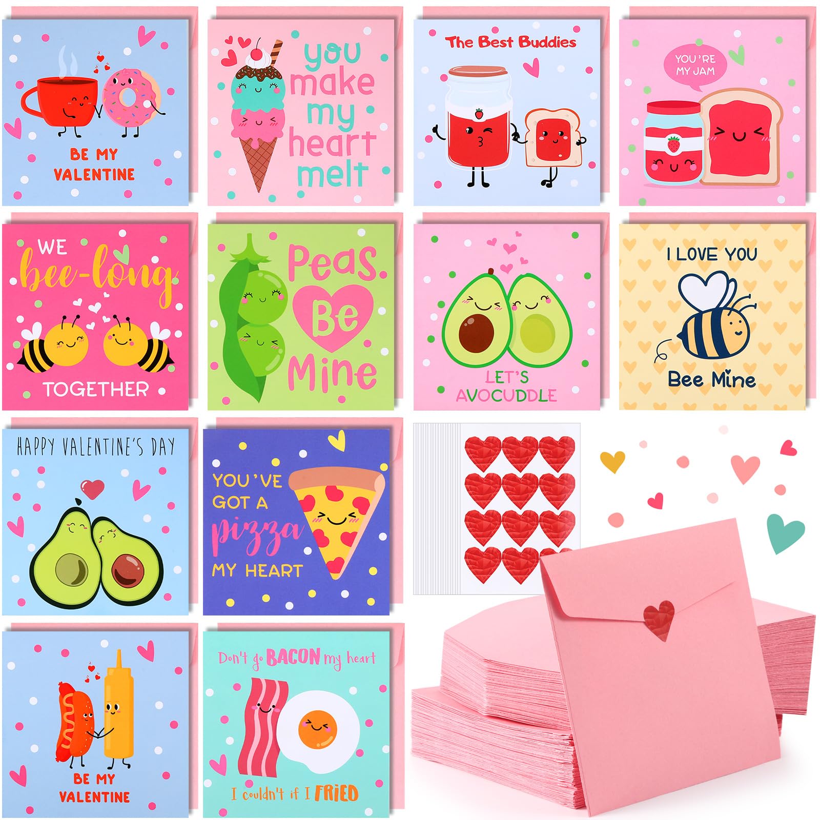 240 Pack Valentine's Day Cards with Envelopes Assortment Bulk Classroom ...