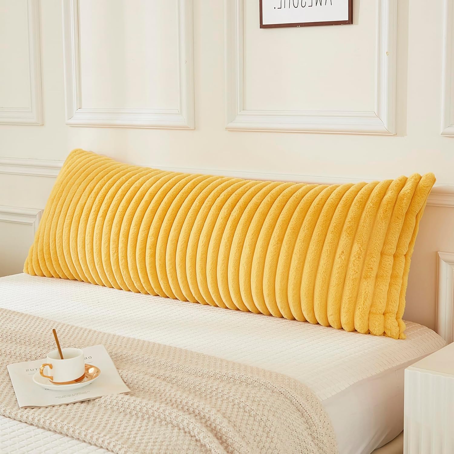 Amazon.com: JAUXIO Faux Fur Fluffy Body Pillow Cover Luxury Textured ...