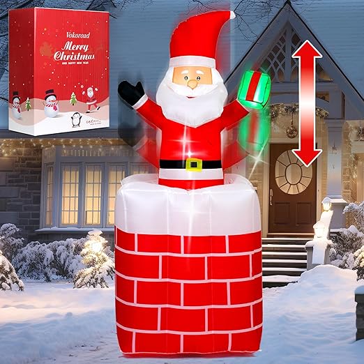 Amazon.com: 6FT Christmas Santa Claus In the Chimney Inflatables Up and ...