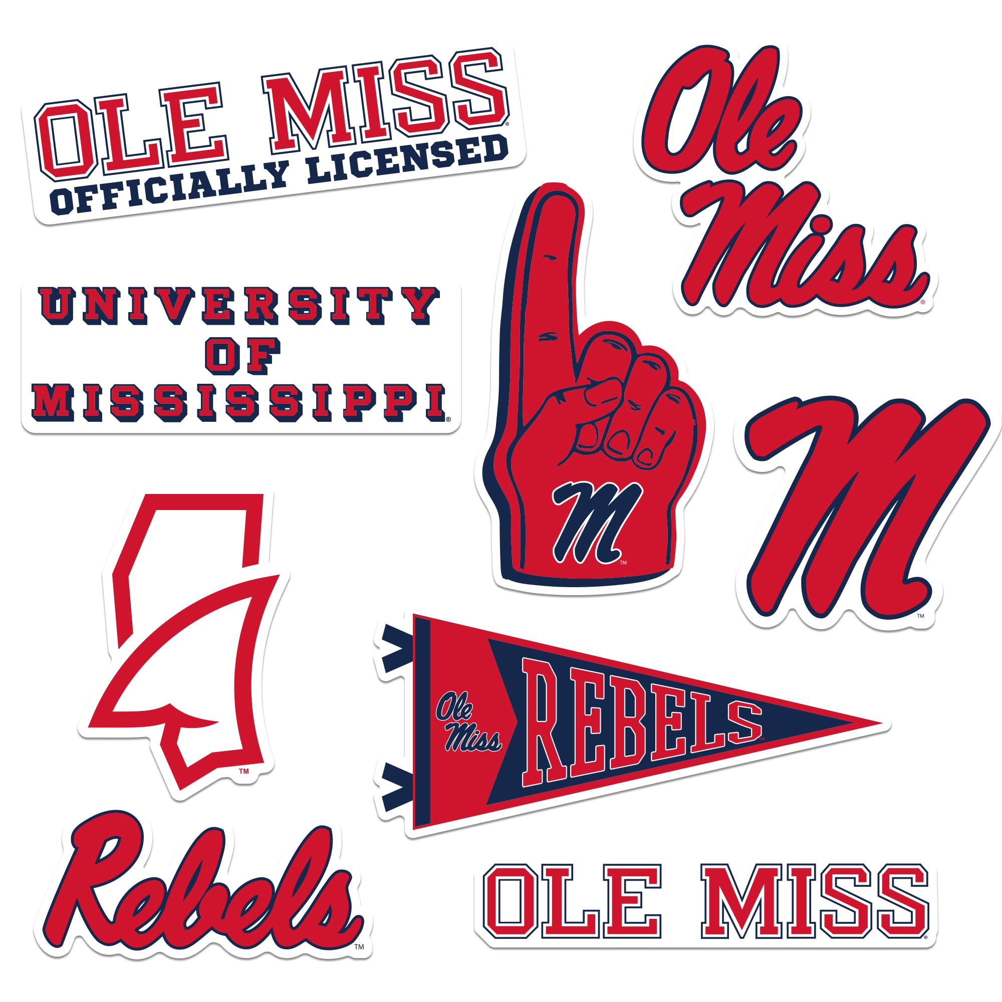 Amazon.com: University of Mississippi 8ct Vinyl Large Deluxe Stickers ...
