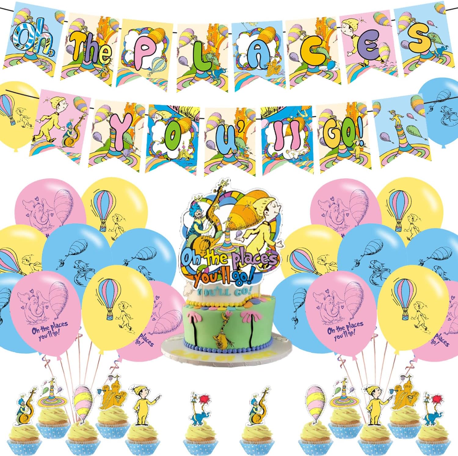 Amazon.com: Oh The Places You'll Go Birthday Party Decoration, Oh The Places You'll Go Include ...