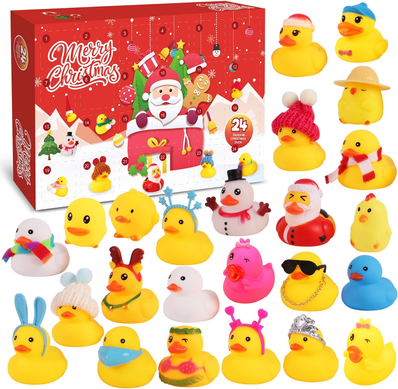 24PCS Rubber Duck Advent Calendar | Upgraded Cute Rubber Ducks Advent ...