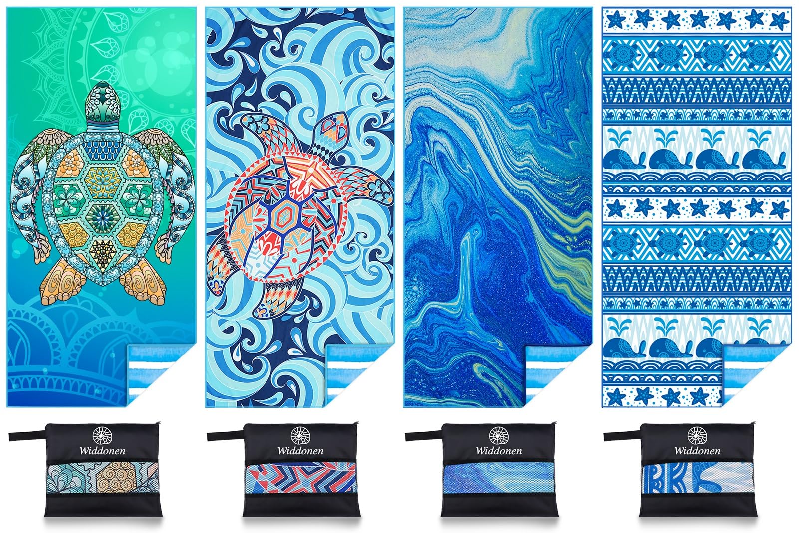 Amazon.com: 4 Pack Microfiber Lightweight Beach Towel Sand Free Quick ...