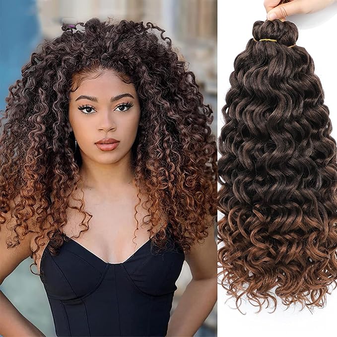 GoGo Curl Crochet Braids Meches 14 Inch 8 Packs Ocean Deep Wave Crochet ...