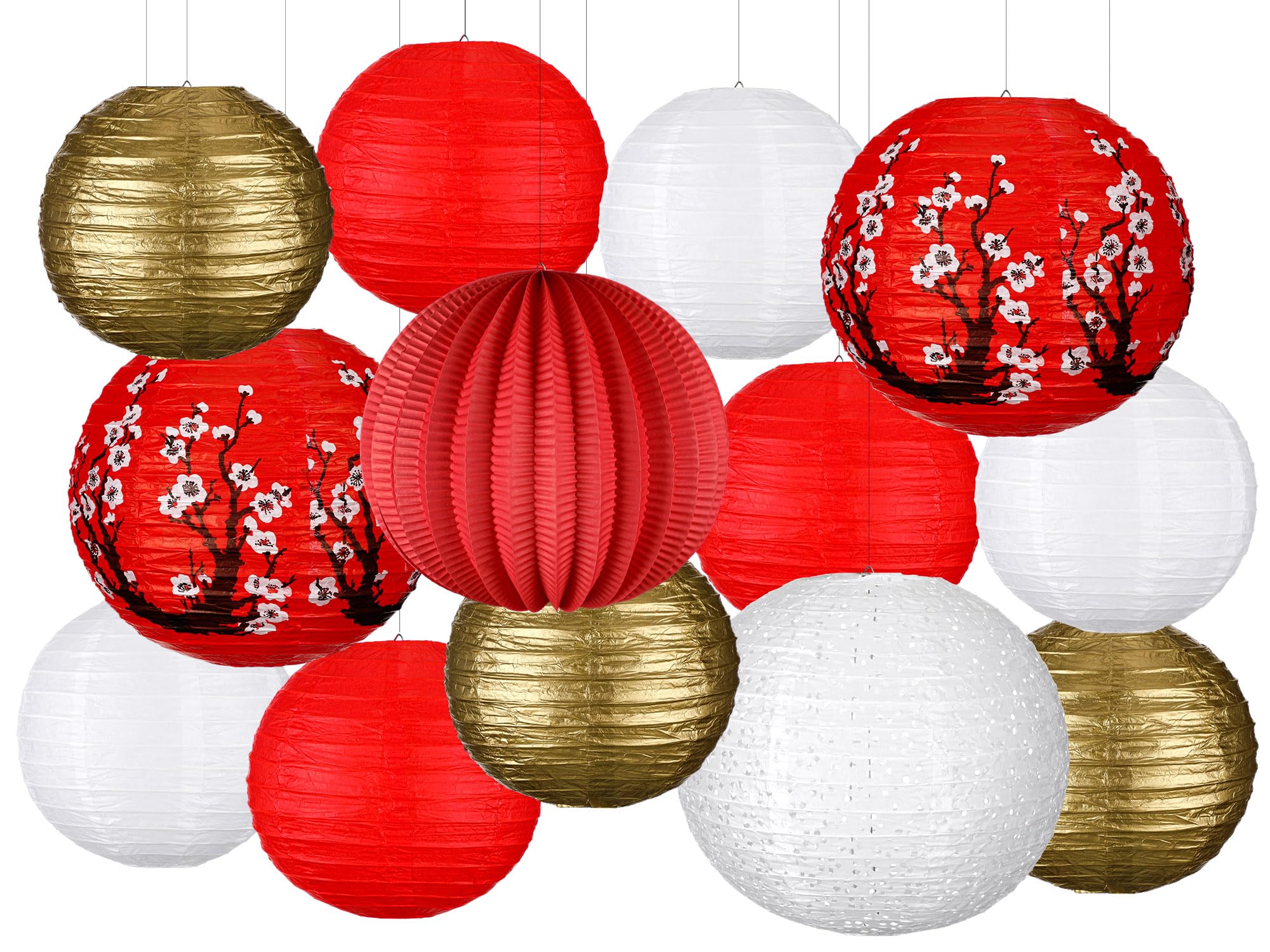 Bencailor 13 Pcs Chinese Japanese Paper Lantern Chinese New Year ...