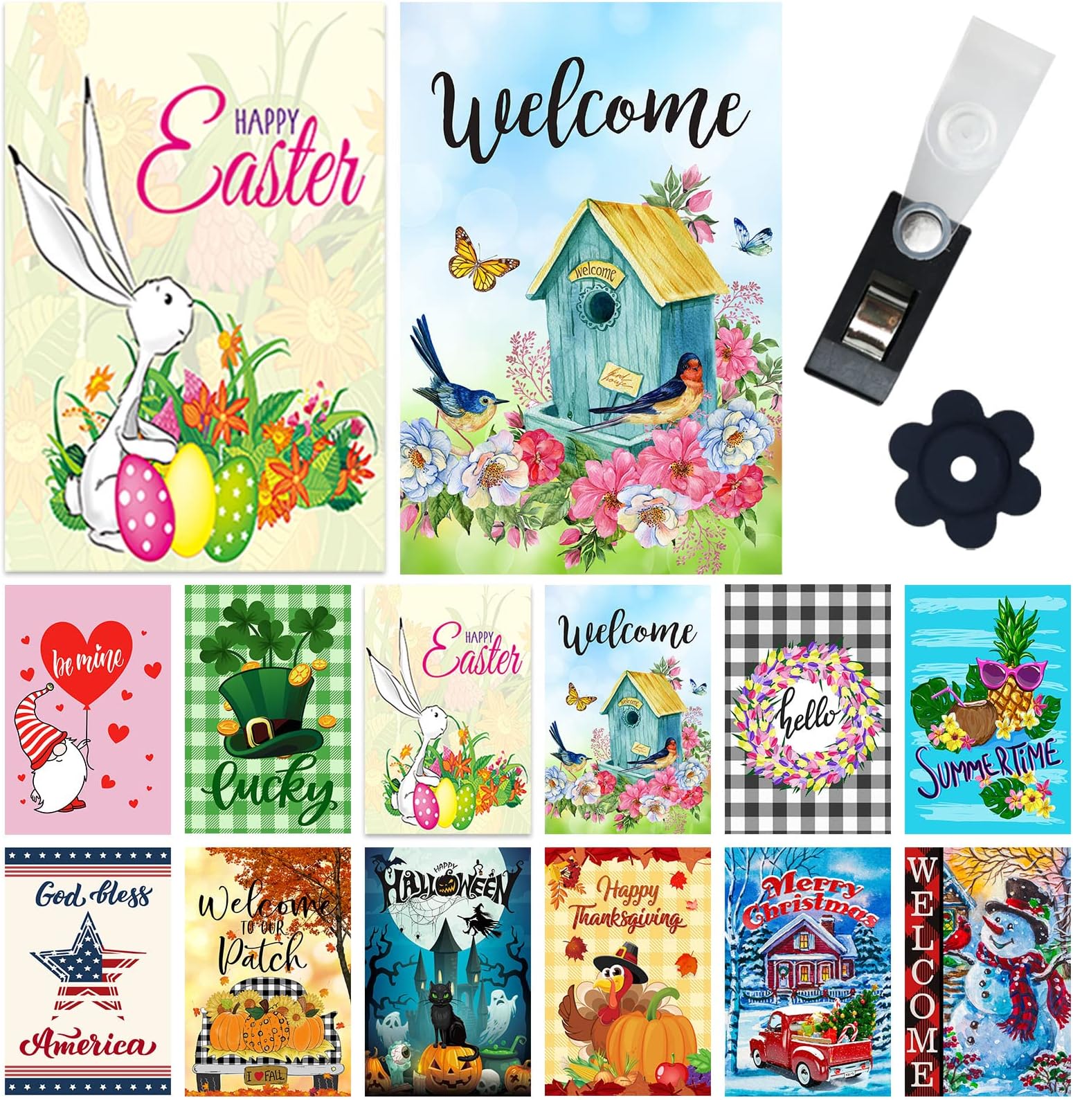 Amazon.com : Double Sided Seasonal Garden Flags - Yard Flags Made of ...
