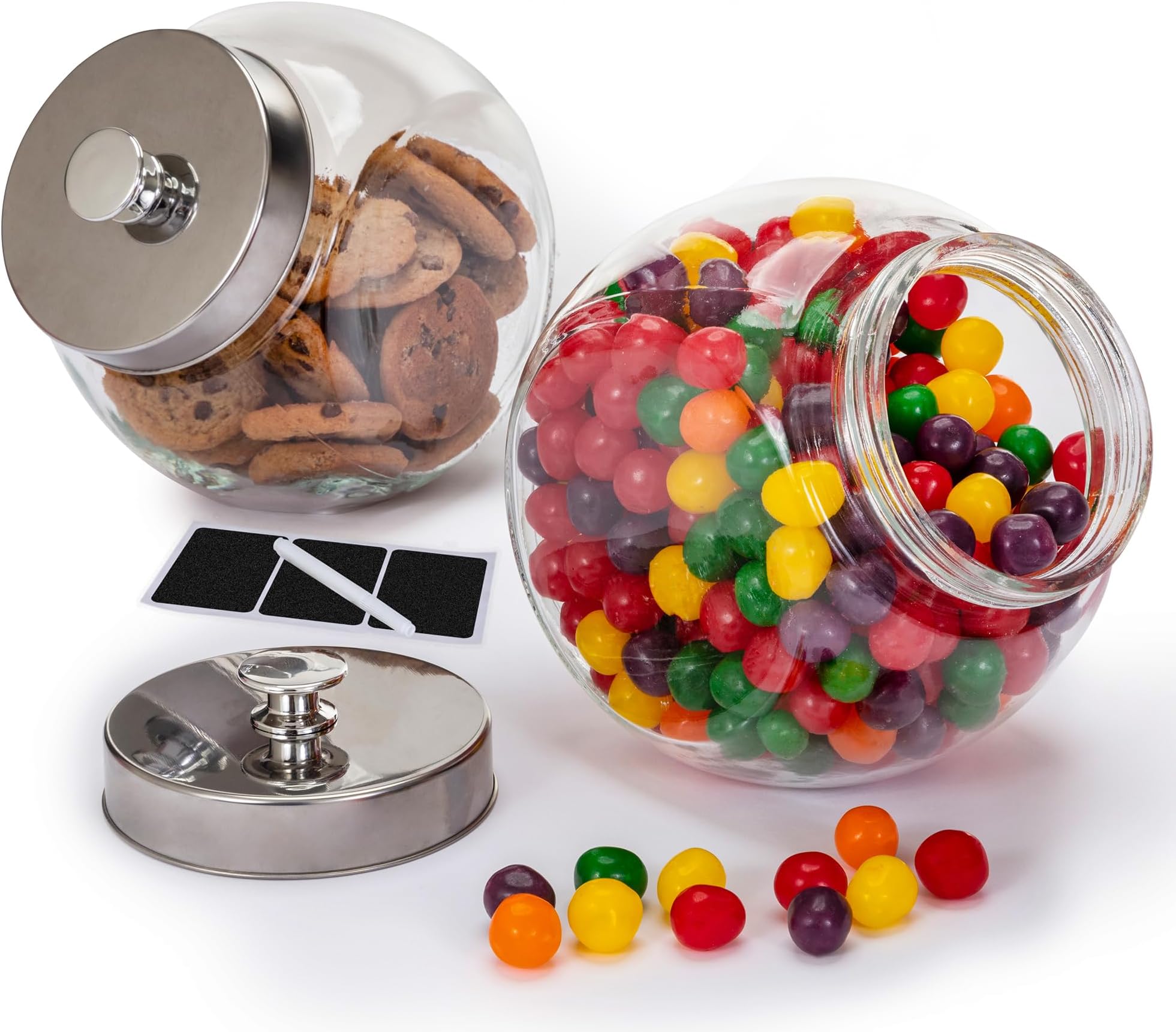 Amazon.com: Set of 2 Large Glass Canisters for Kitchen Counter with ...