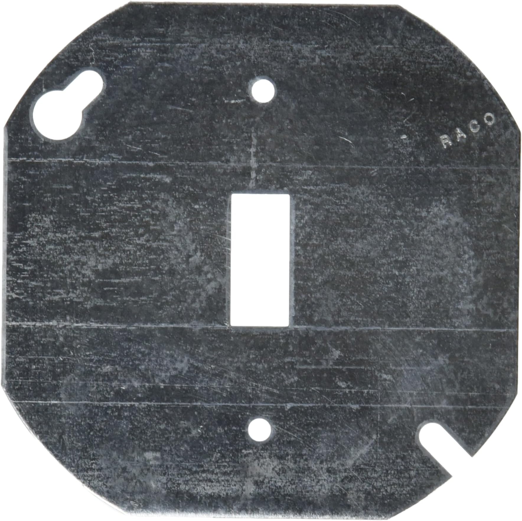 RACO 729 Flat Octagon Electrical Box Cover, 4 in L X W, Metallic, Steel ...