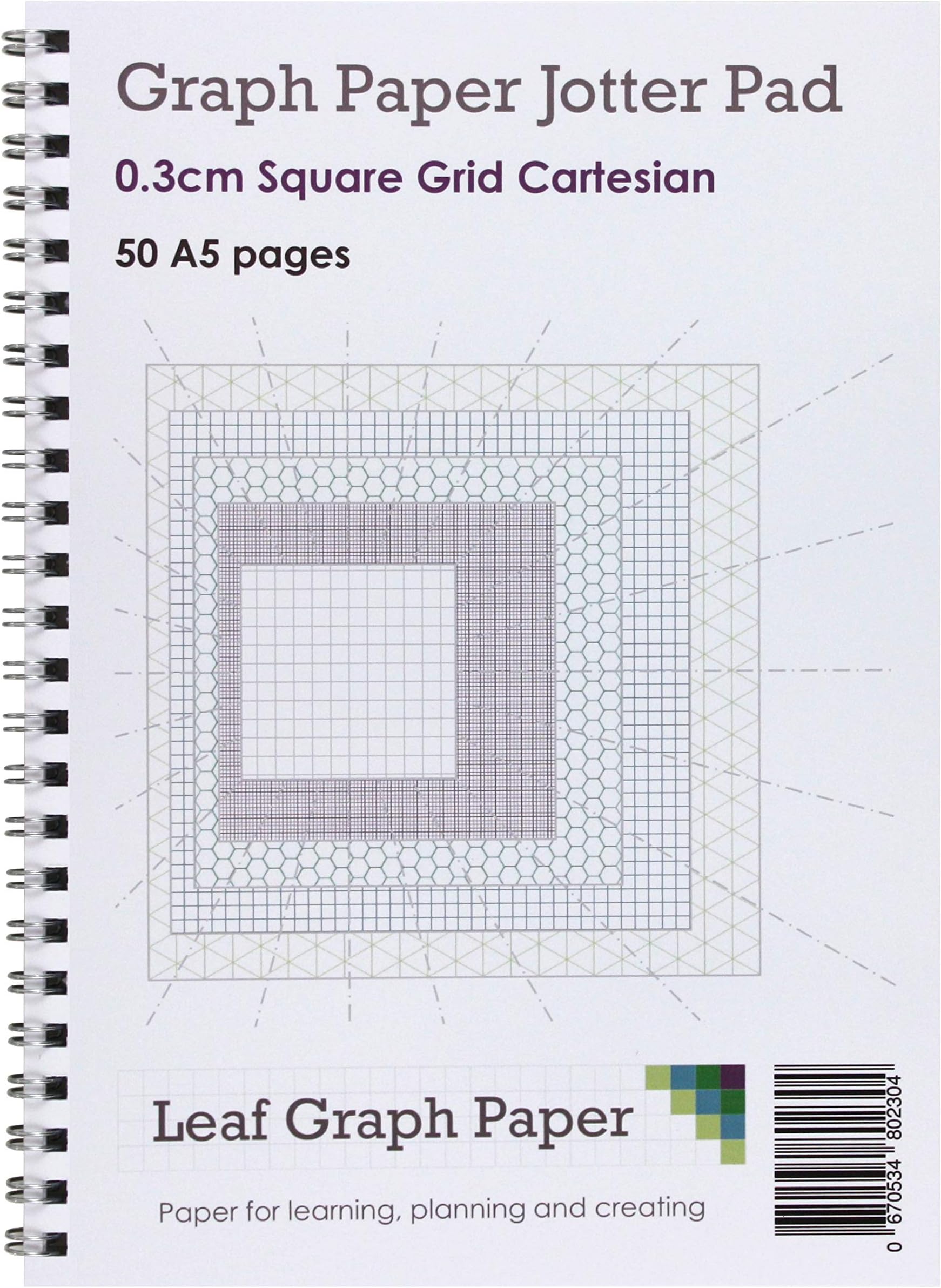 A5 Graph Paper 3mm 0.3cm Squared - Jotter Pad 50 Pages - Grey Grid ...