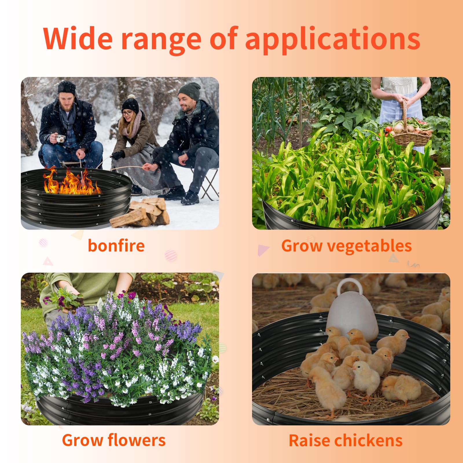 YSEJOMP 48 Inch Round Galvanized Fire Pit Ring/Fire Ring - Foldable and ...