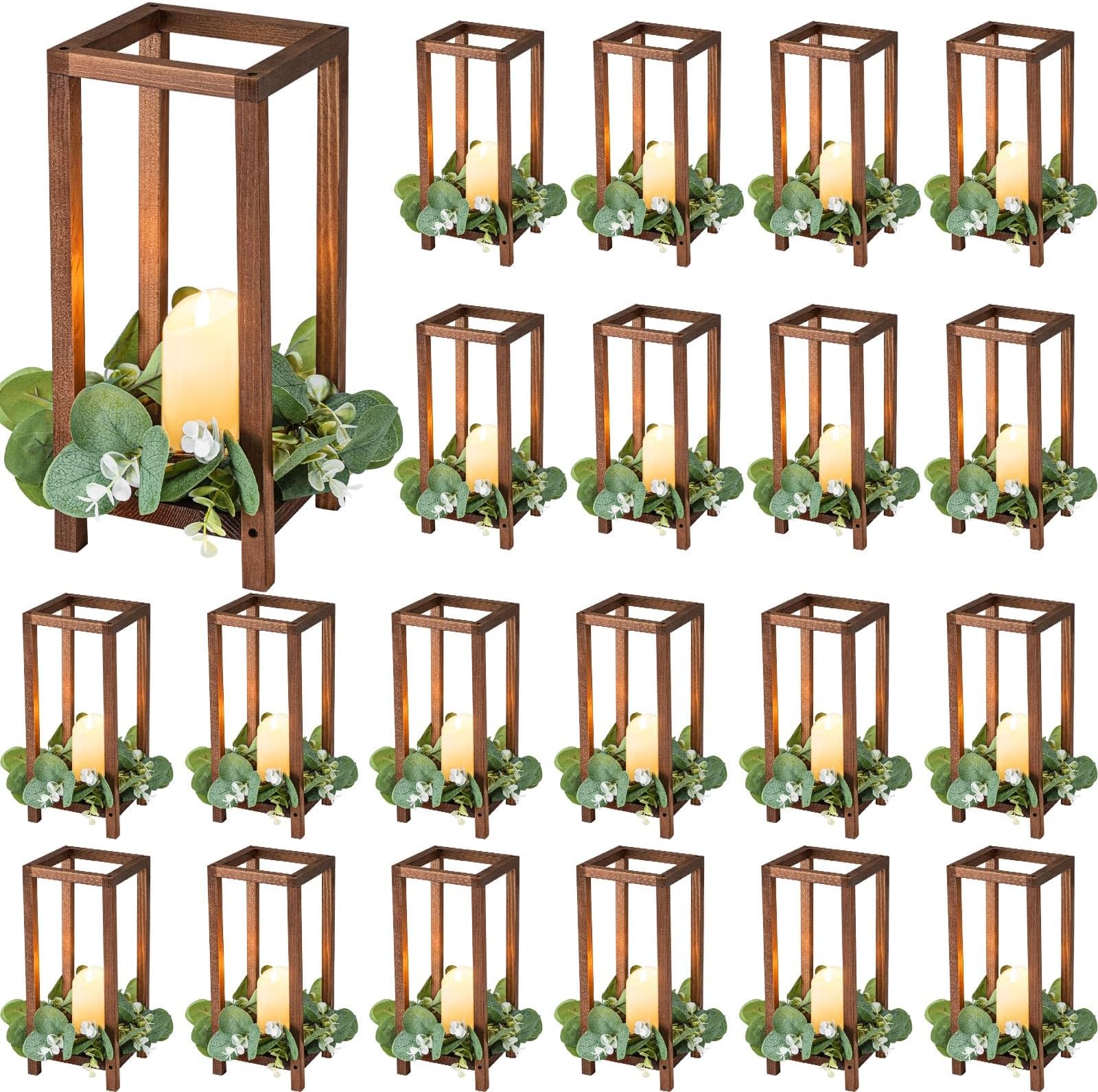 Amazon.com: Huquary 32 Pcs Wooden Candle Lantern Bulk Wedding Lantern ...