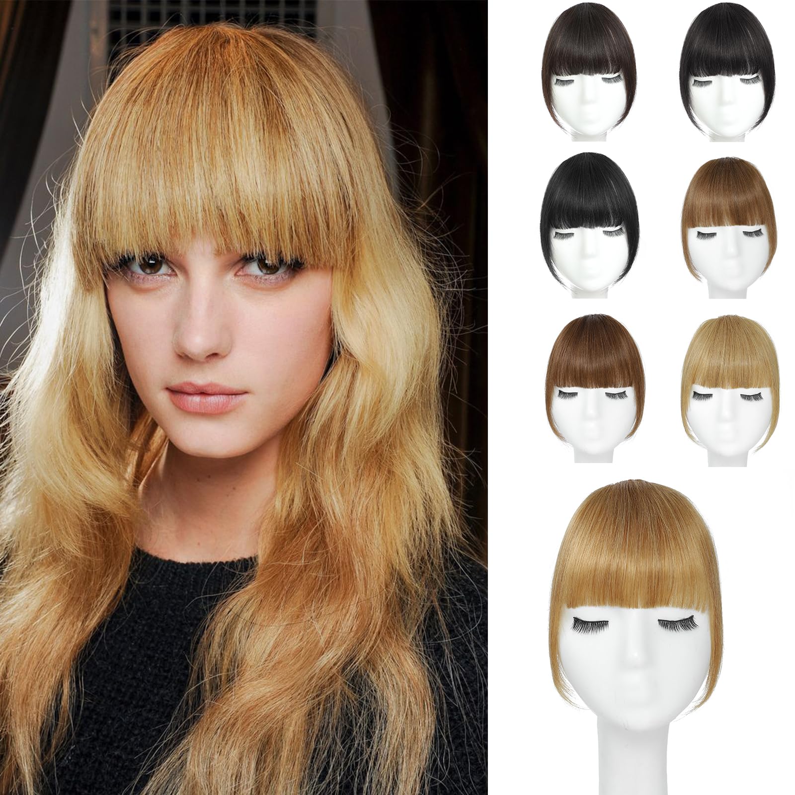 Snapklik.com : Clip In Bangs-100% Real Human Hair Bangs Clip Ash Blonde ...
