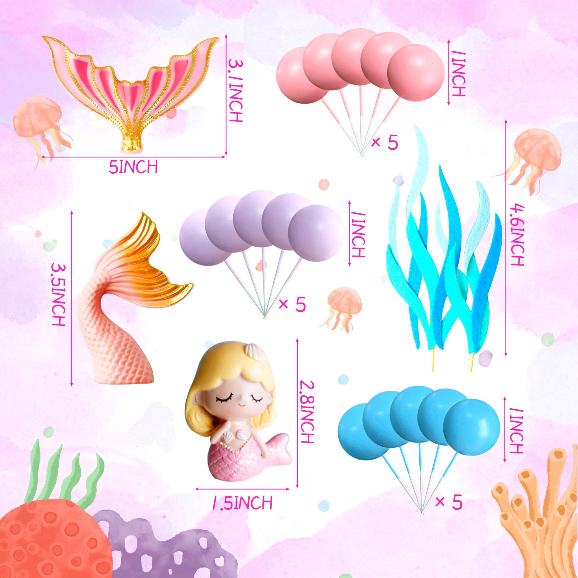 Snapklik.com : Cute Little Mermaid Cake Topper Under The Sea Cake ...