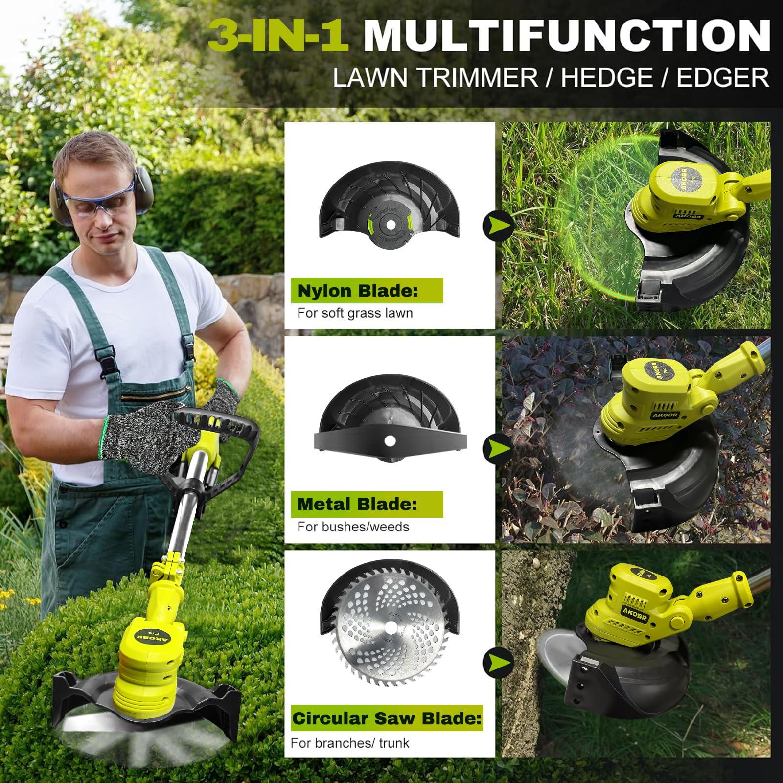 12-inch Brushless Electric Weed Wacker, 21V 2 x 4.0Ah Weed Eater ...