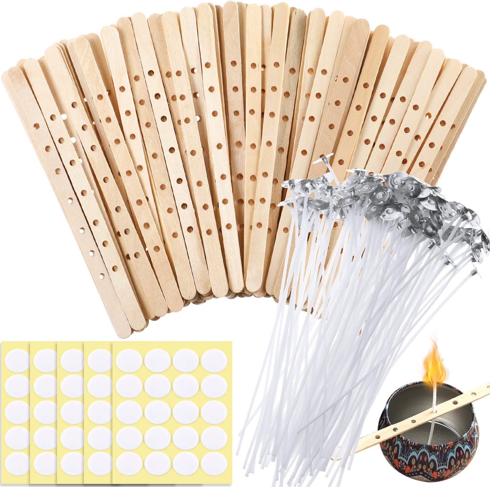 Amazon.com: Candle Wicks Kit,100 Pcs Candle Wicks with 100 Pcs Candle ...
