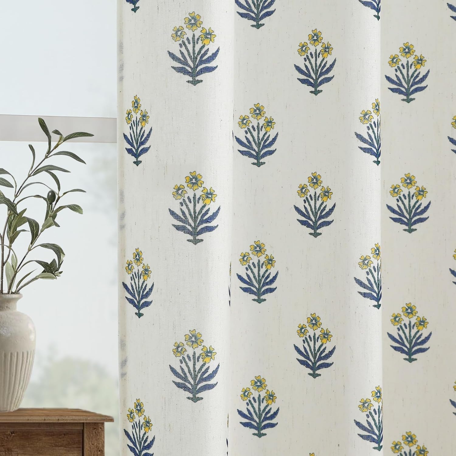 Amazon.com: Spring Mustard Yellow Curtains for Living Room,Sheer Flower ...