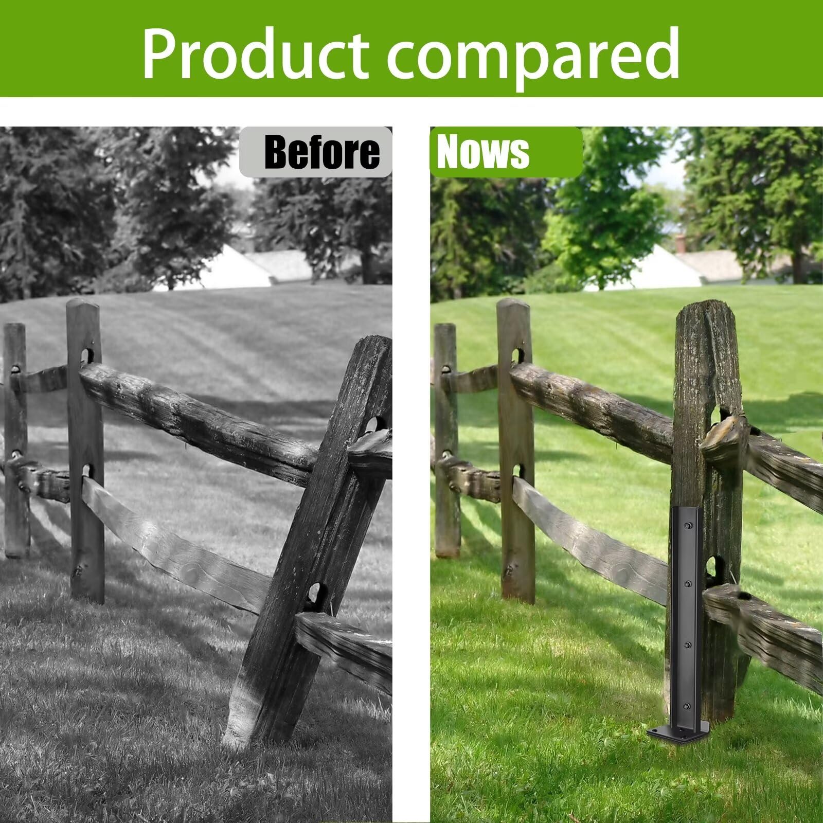 Snapklik.com : QNLONG Fence Post Repair Kit Heavy Duty Steel