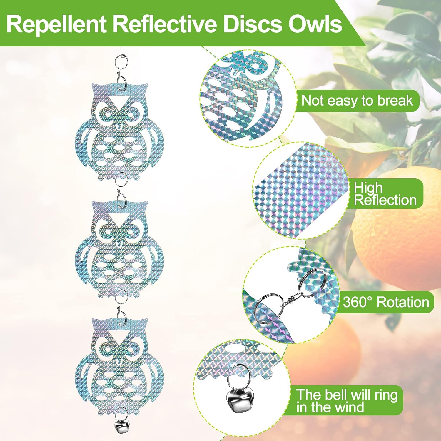 4 Pcs Reflective Bird Repellent Device and 262 ft Bird Repellent Tape ...