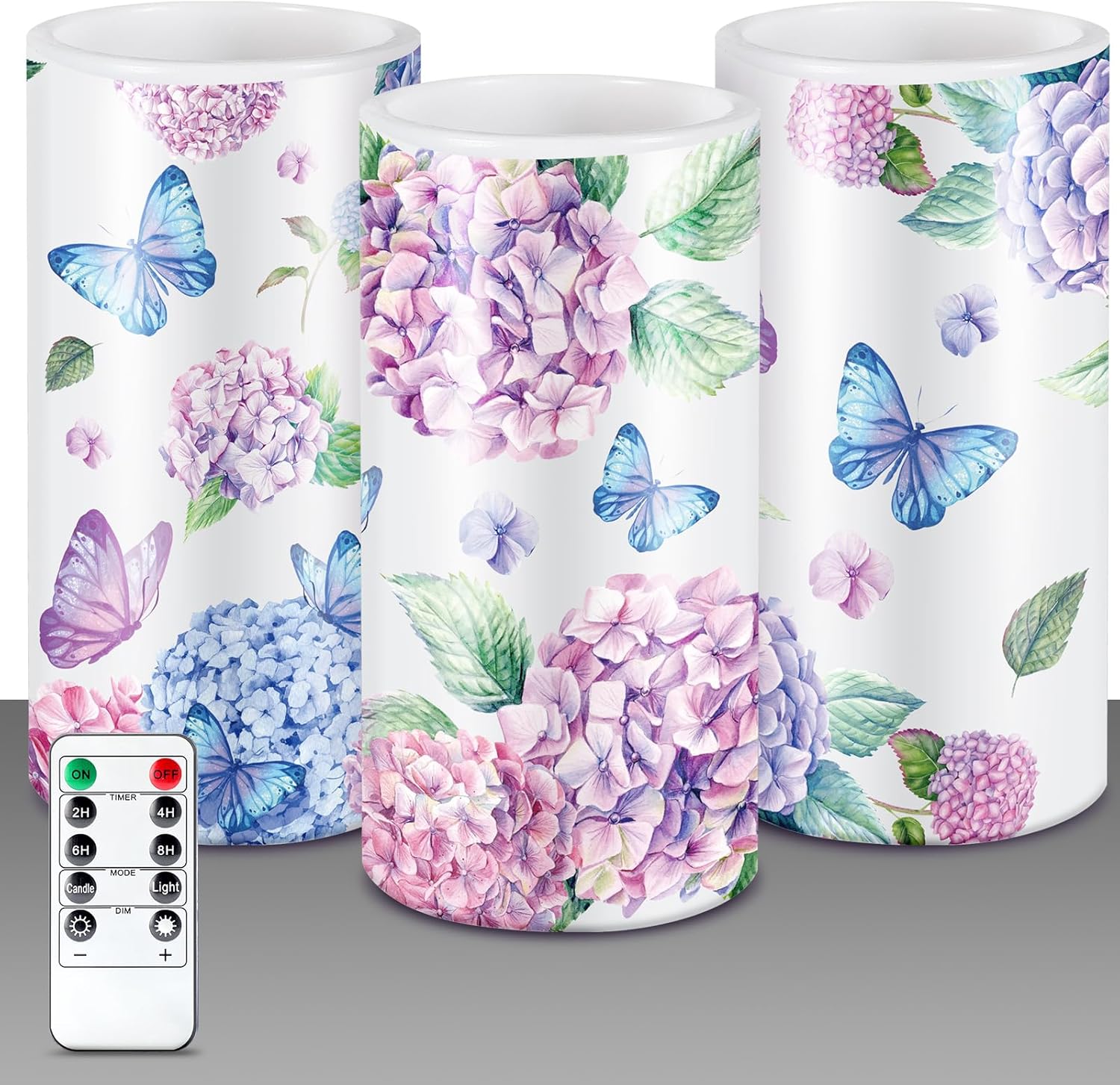 Amazon.com: ROCEEI 3 Pcs Hydrangea Flameless LED Candles with Remote ...