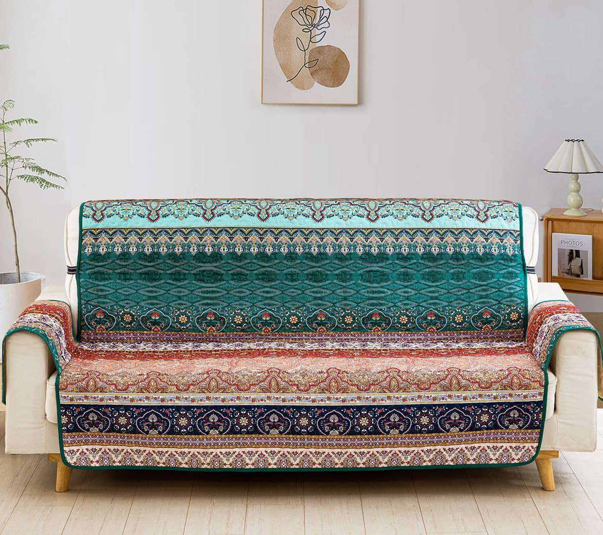 Amazon.com: WONGS BEDDING Boho Sofa Cover, Brown Stripe Slipcover Couch ...