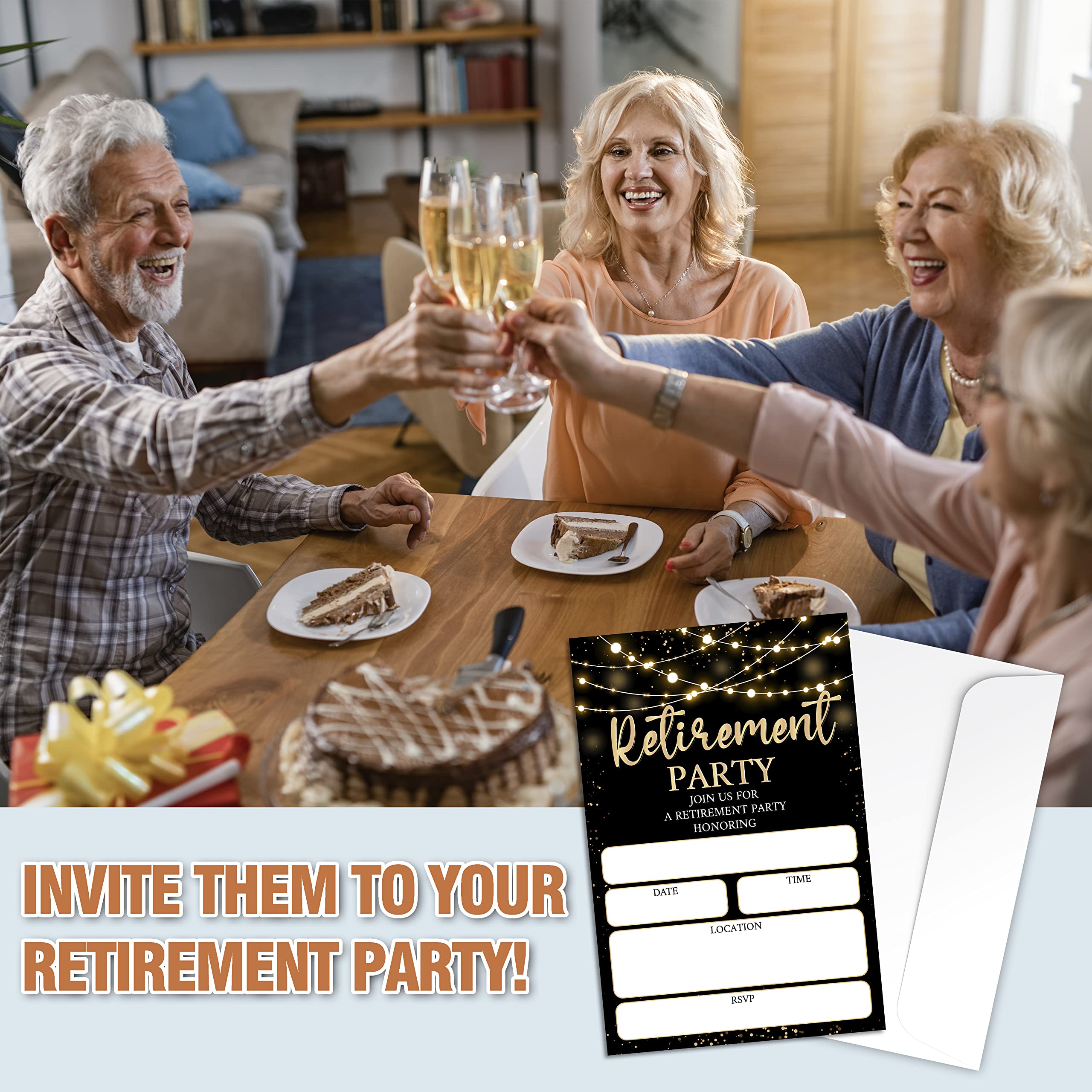 Diy Retirement Party Invitations Amazon.com: DARUNAXY Black Gold