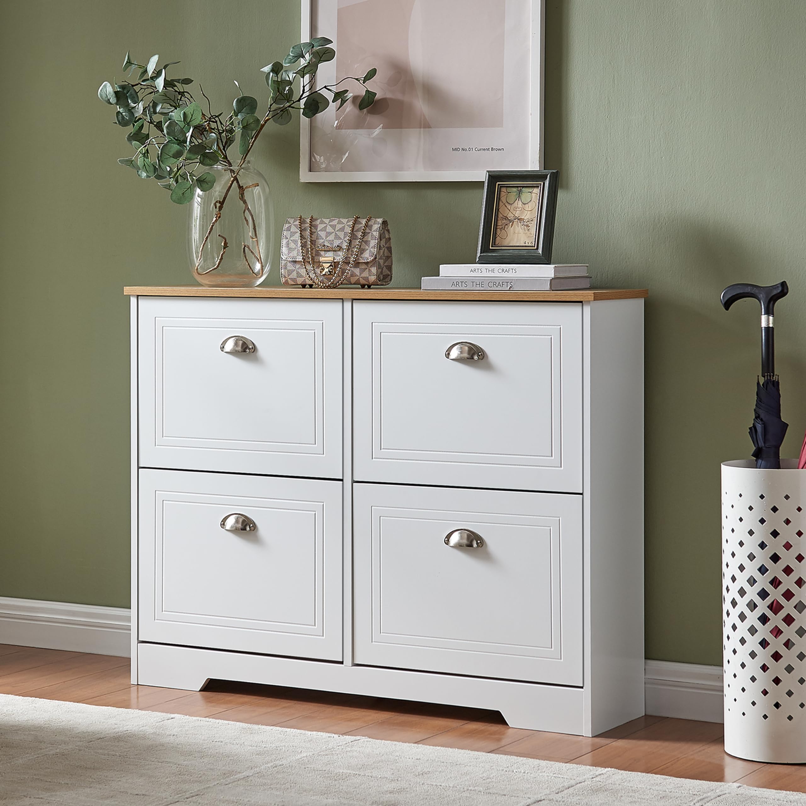 Amazon.com: Alaxgumrol Shoe Storage Cabinet with 4 Flip Drawers - 40.2 ...