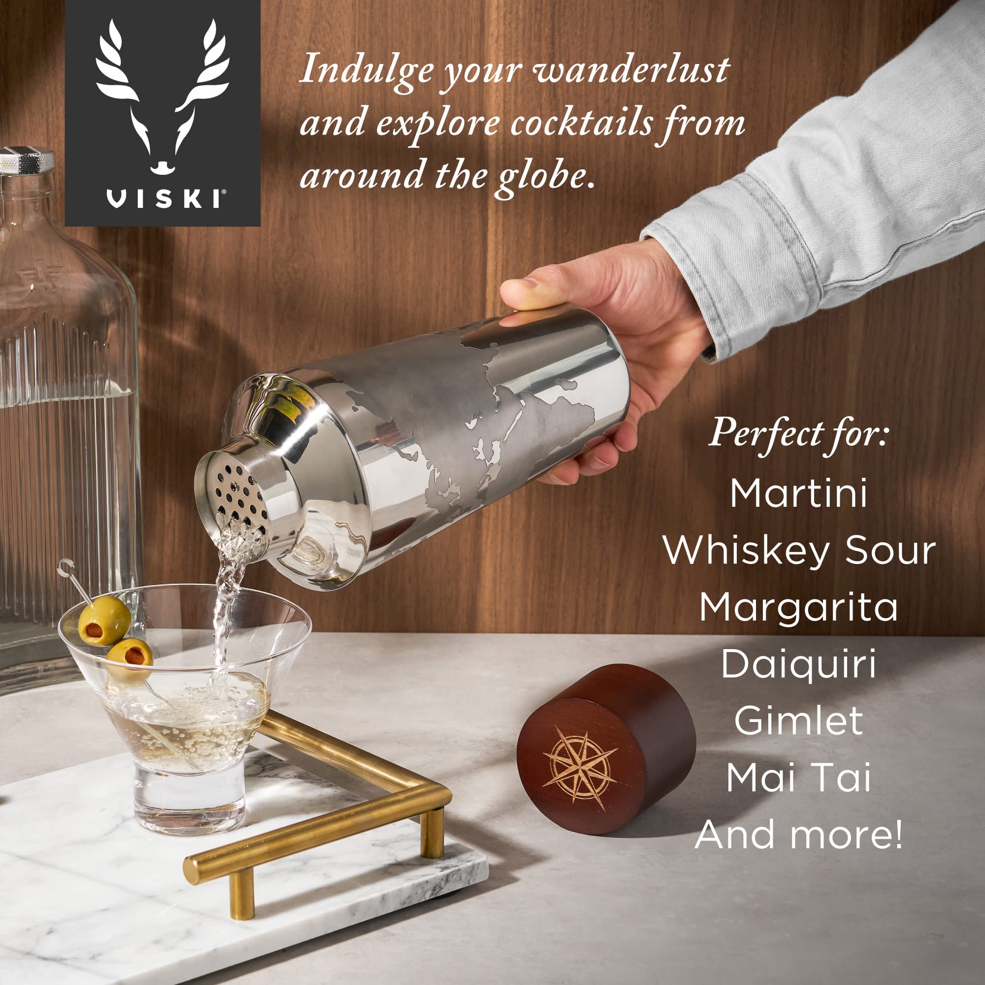 Snapklik.com : Viski Globe Stainless Steel Cocktail Shaker