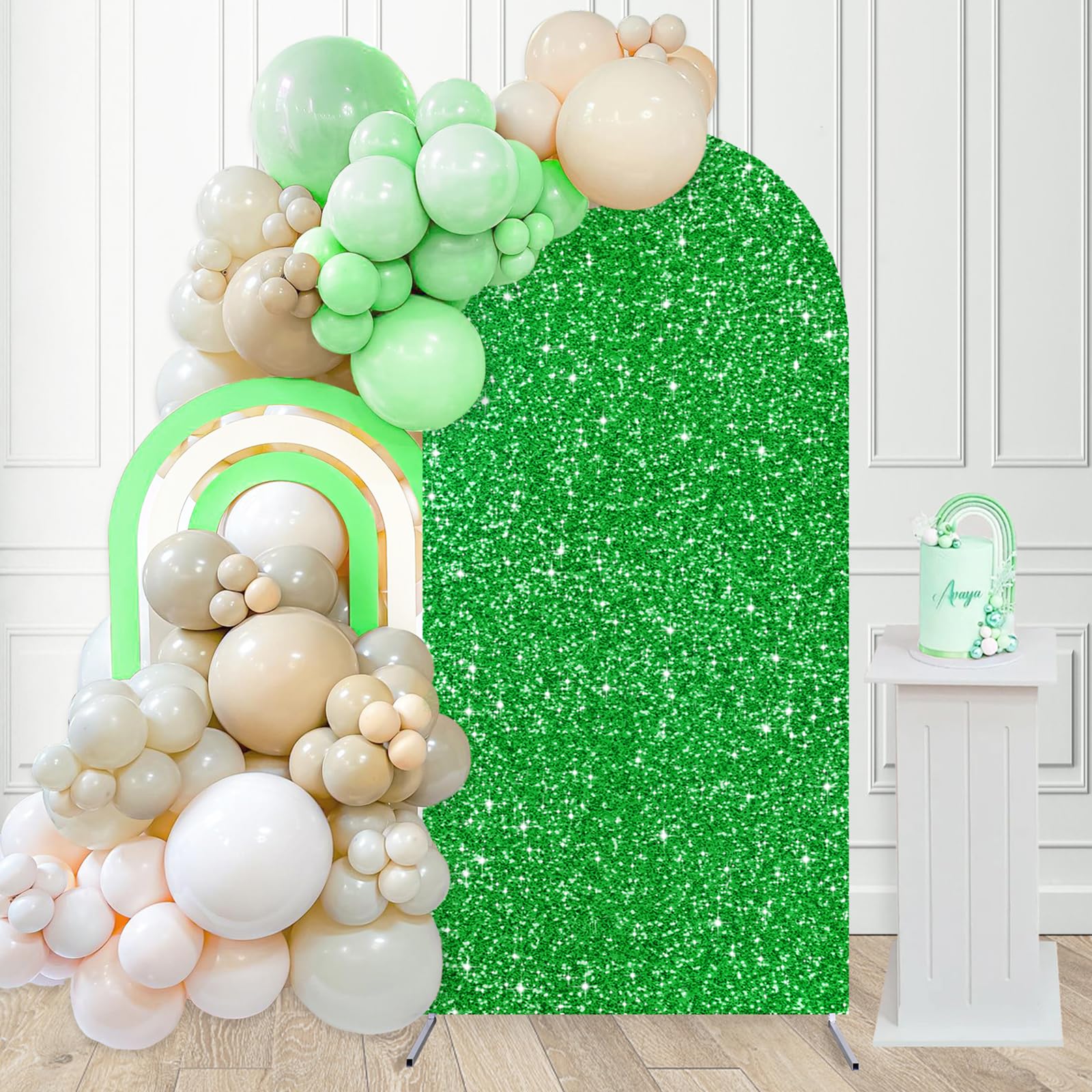 Amazon.com : Green Arch Backdrop Cover 6ft Sequin Arch Background Cover ...