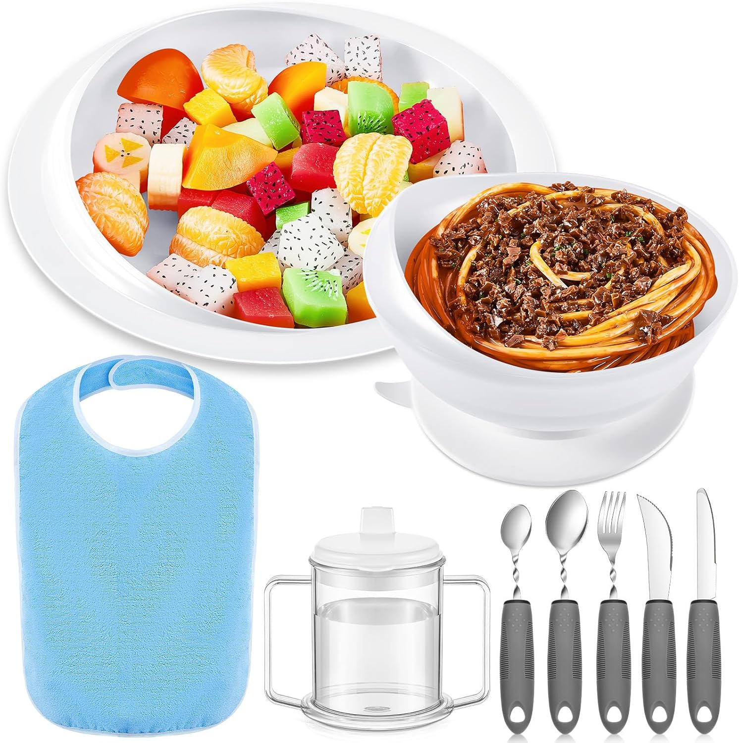 Amazon.com: Maxcheck Adaptive Non Slip Utensils Set for Elderly Spill ...