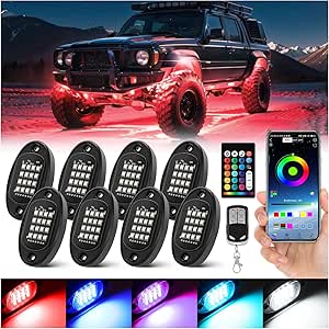 Amazon.com: Upgraded 8 Pods Segmented RGB Rock Lights for Trucks Jeeps UTV ATV Golf Cart RZR SXS ...