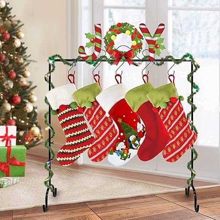 Amazon.com: Lighted Metal Christmas Stocking Holder Stand for Floor ...