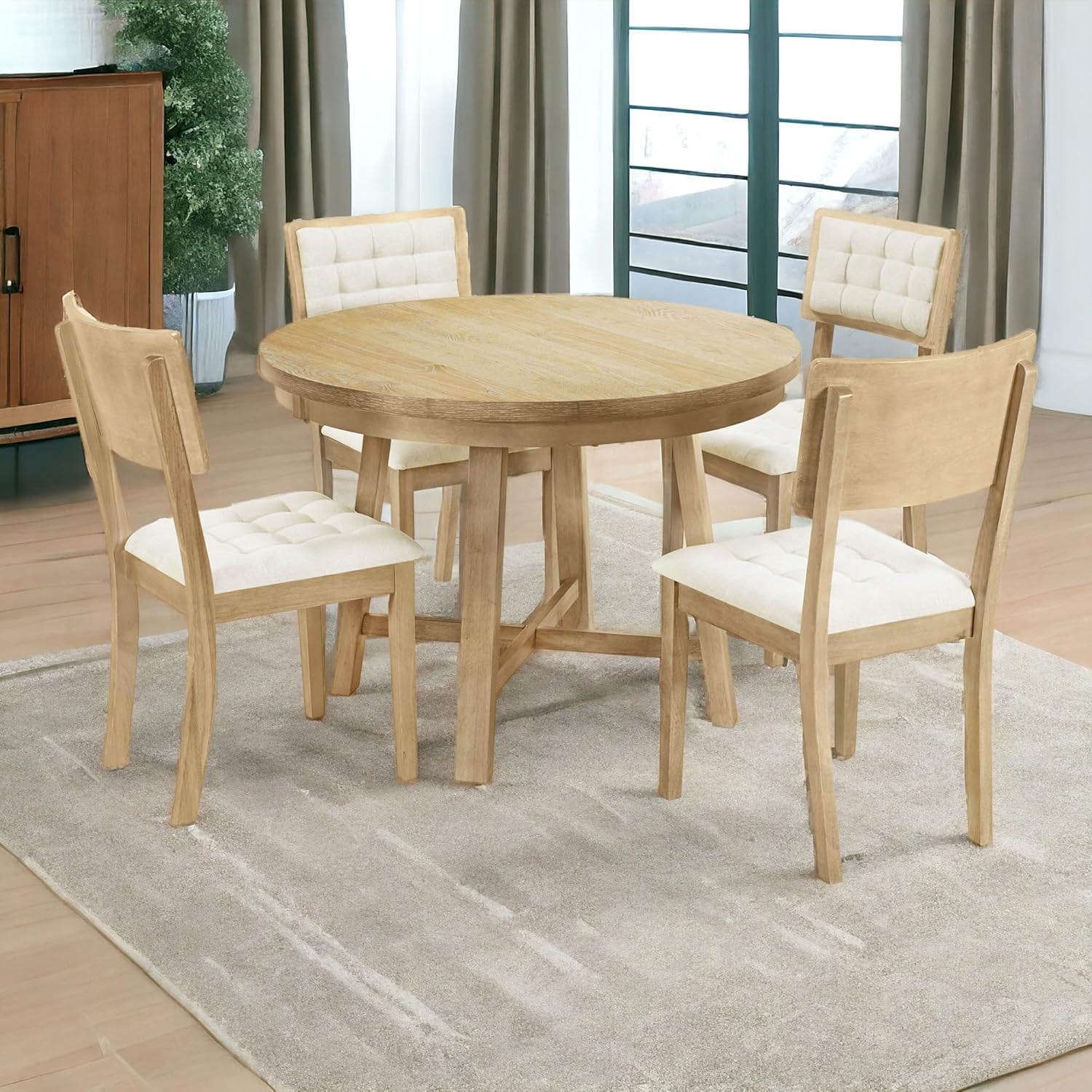 Amazon.com - HyorecyTech Round Wood 5 Piece Circle Dining Table Set for ...