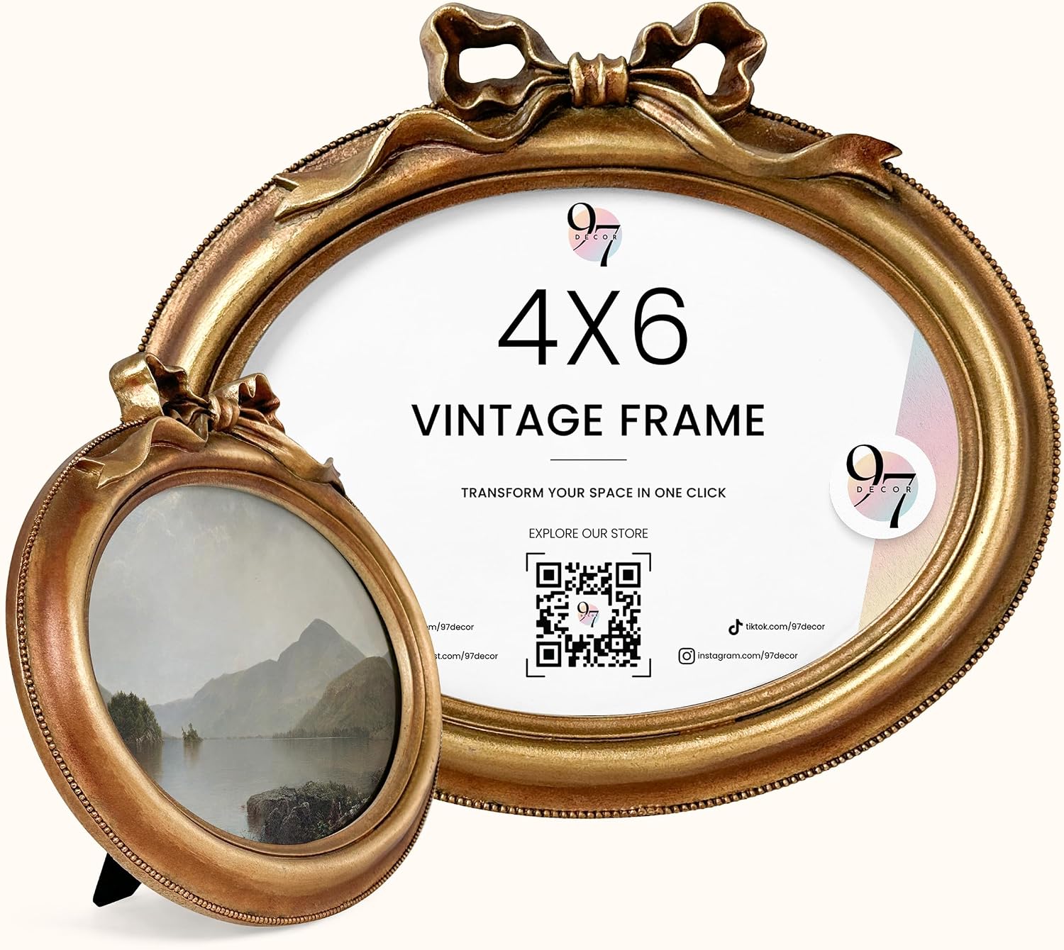 Amazon.com - 97 Decor Small Gold Oval Frame 4x6 - Vintage Picture ...