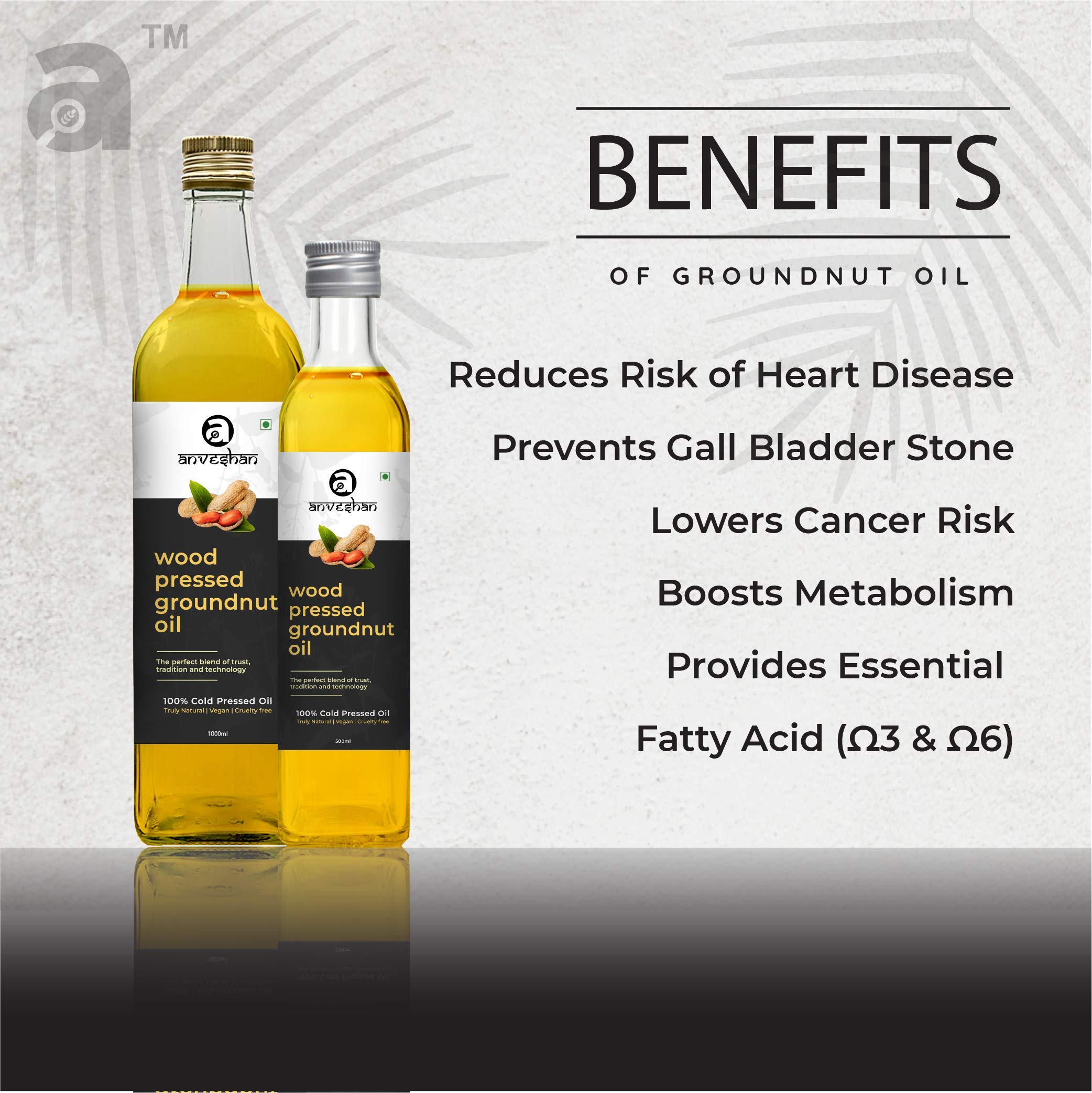 Anveshan Wood Pressed Groundnut Oil - 2x1000 mL | Glass Bottle | Kolhu ...